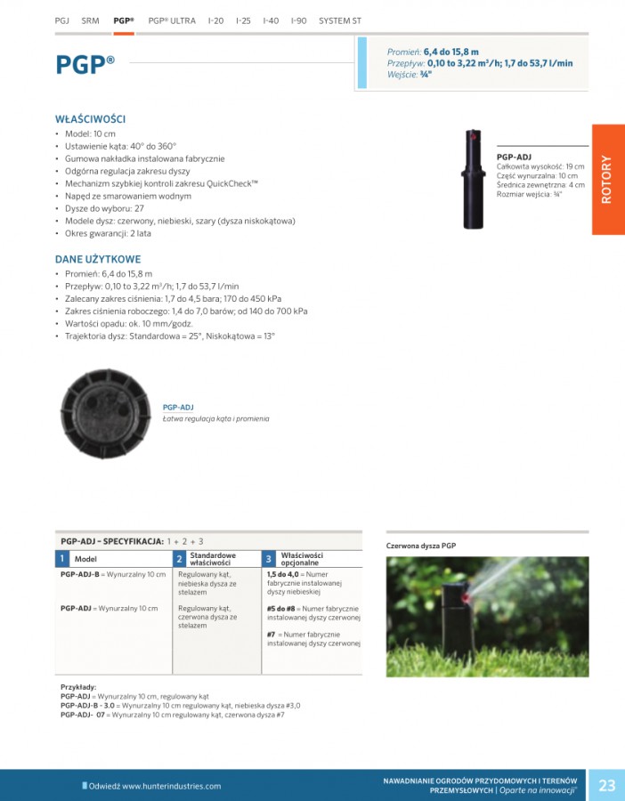 Zraszacz rotacyjny Hunter PGP 04 ADJ